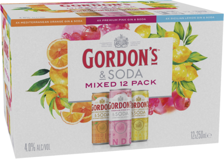 Gordons & Soda Mixed Can 12X250ML - Liquor Legends