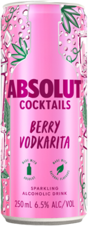 Absolut Berry Vodkarita Cocktail Can 24X250ML - Liquor Legends