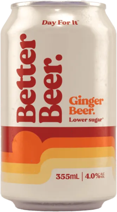 Better Beer Lower Sugar Ginger Beer Can 4% 24X355ML - Liquor Legends