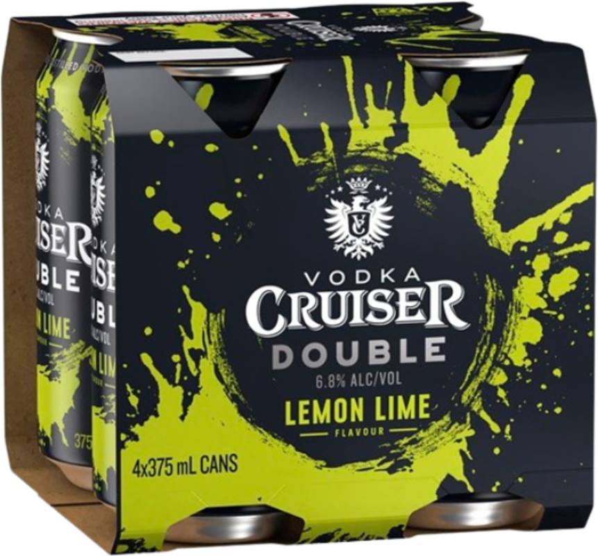 Vodka Cruiser Double Lemon Lime Can 4X375ML - Liquor Legends
