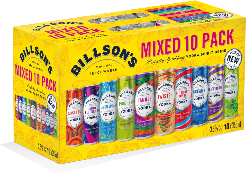 Billson Vodka Mixed 10pk Can 10x355ML - Liquor Legends