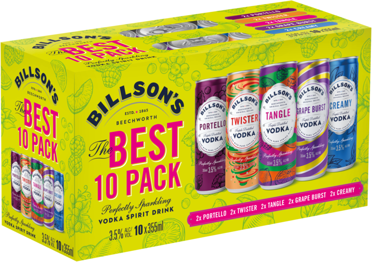 Billson Vodka Best Mixed Pack Can 10x355ML - Liquor Legends