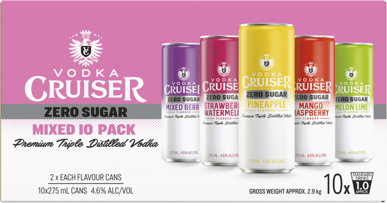Vodka Cruiser Sugar Free Mixed Can 10X275ML - Liquor Legends