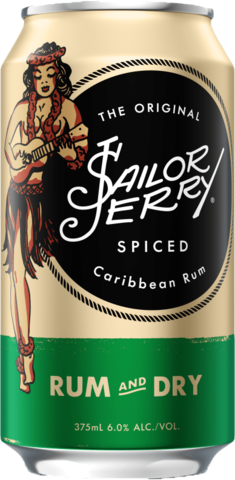 Sailor Jerry Spiced Rum & Dry Can 1X375ML - Liquor Legends
