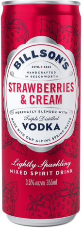 Billson's Vodka & Strawberry And Cream Can 4X355ML - Liquor Legends