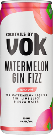 VOK Cocktail Watermelon Fizz Can 4X250ML - Liquor Legends